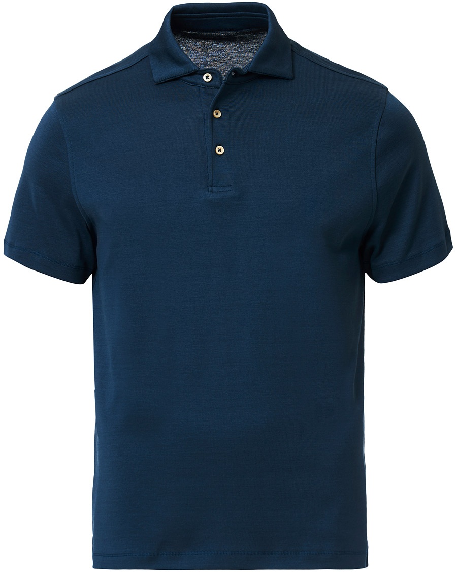 Stenströms Mercerised Cotton Polo Shirt Blue hos CareOfCarl.no