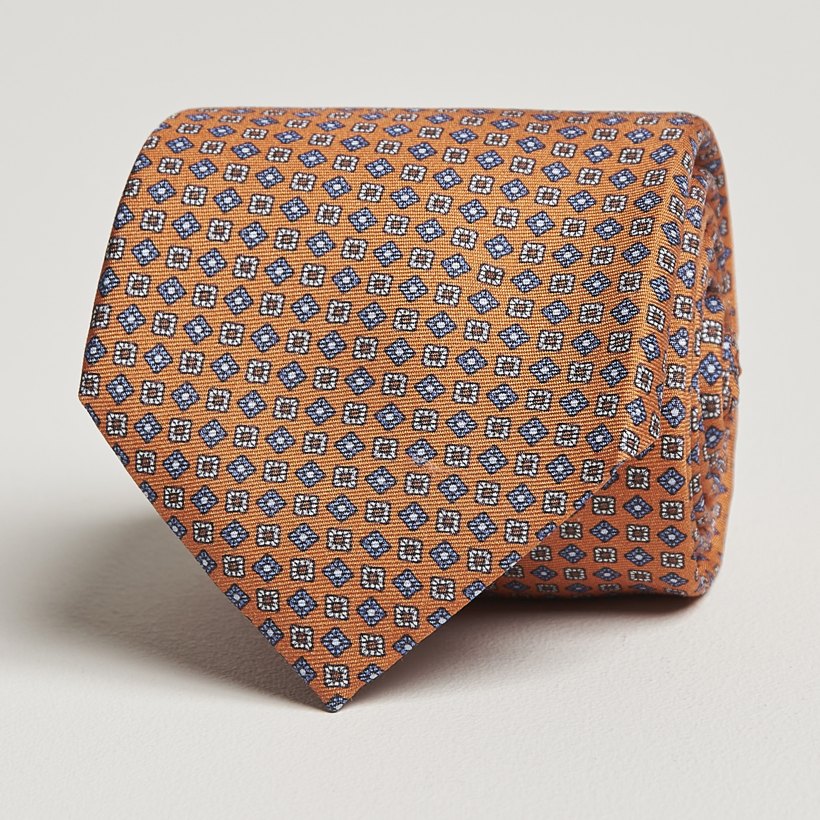 Canali Micro Pattern Printed Silk Tie Orange hos CareOfCarl.no