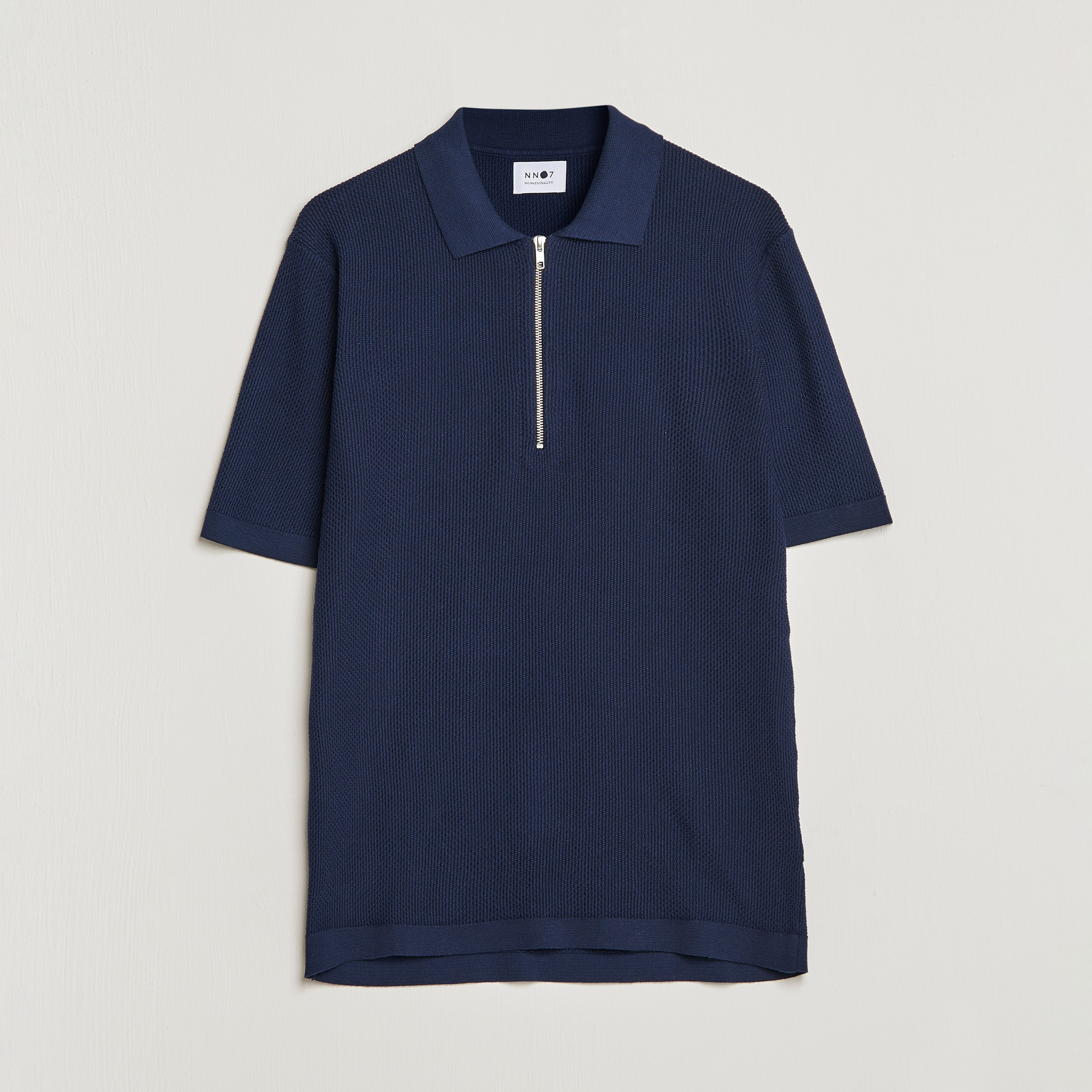 NN07 Hansie Structured Zip Polo Navy Blue hos CareOfCarl.no