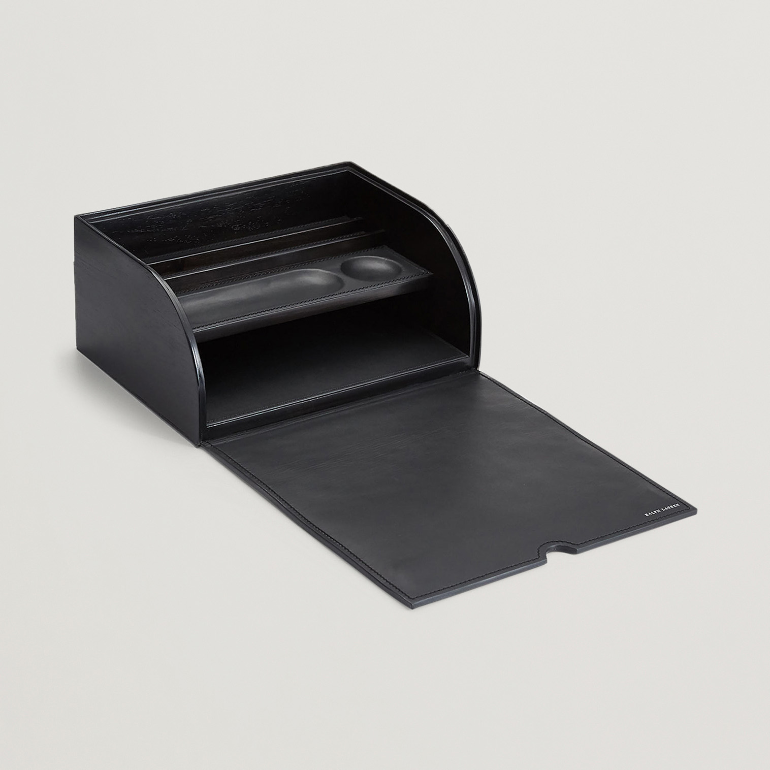 Ralph Lauren Home Brennan Leather Writers Box Saddle Black hos CareOfCarl.n