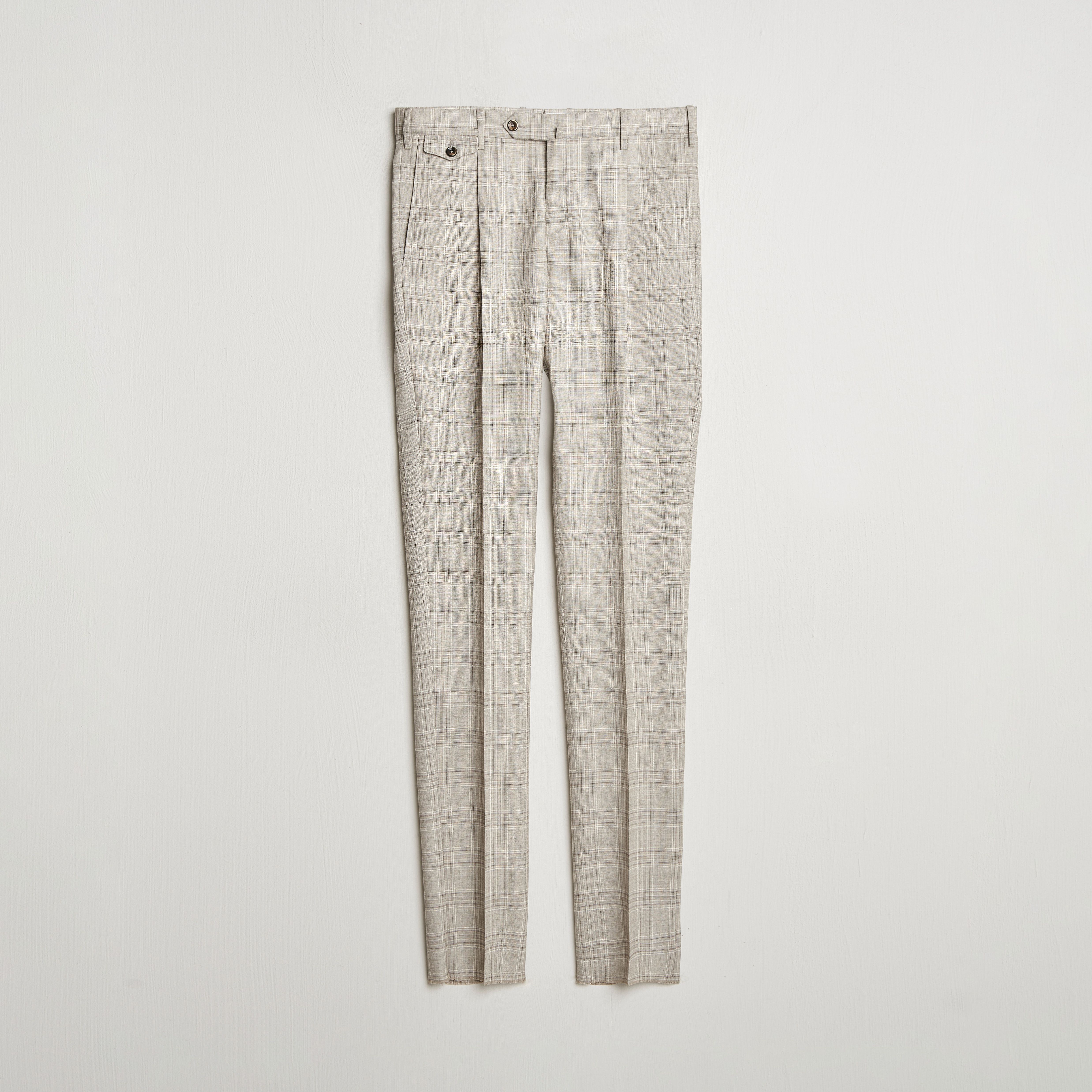 PT01 Gentleman Fit Check Wool Trousers Beige hos CareOfCarl.no