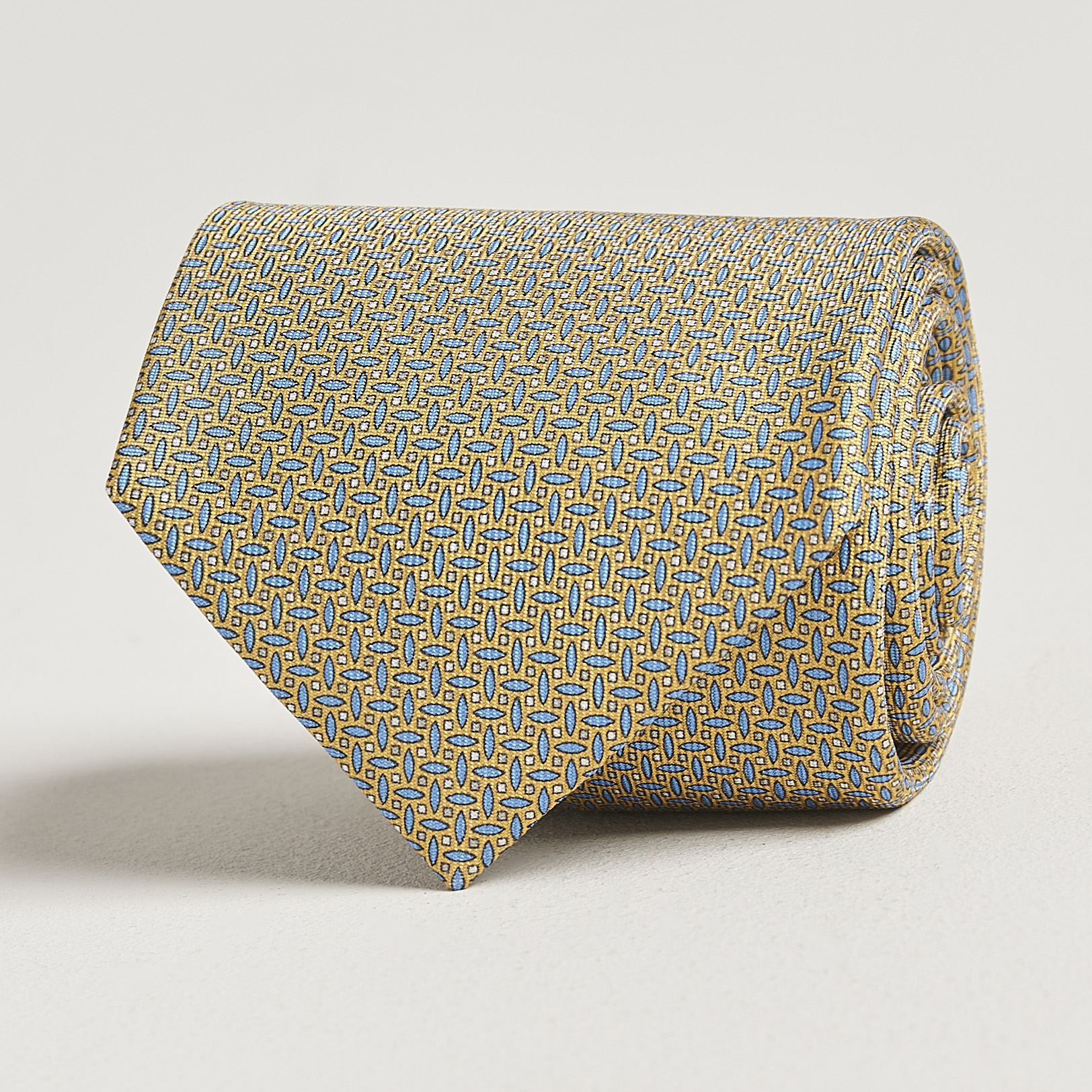 Brioni Printed Silk Tie Yellow hos CareOfCarl.no