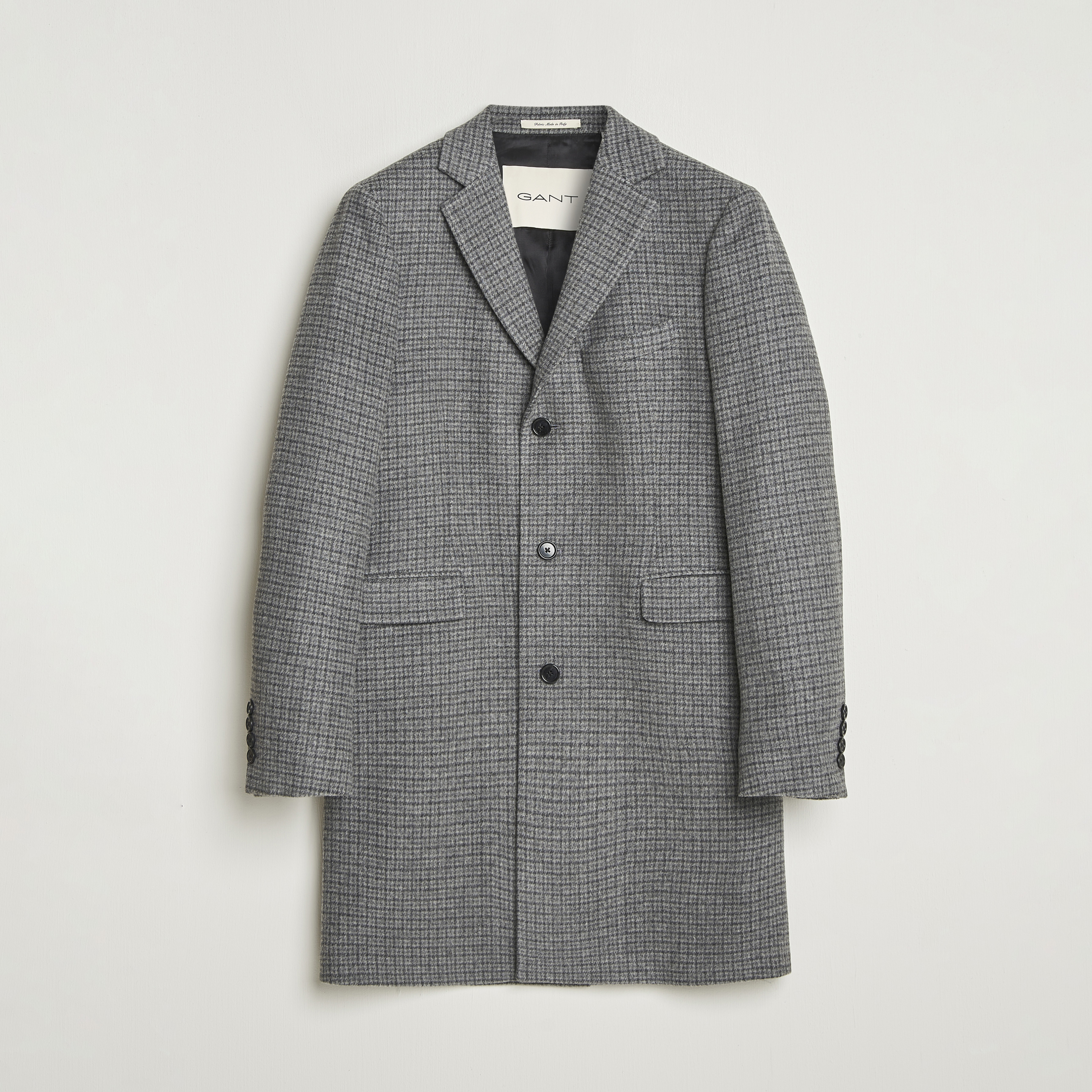 GANT Classic Wool Houndstooth Coat Black hos CareOfCarl.no