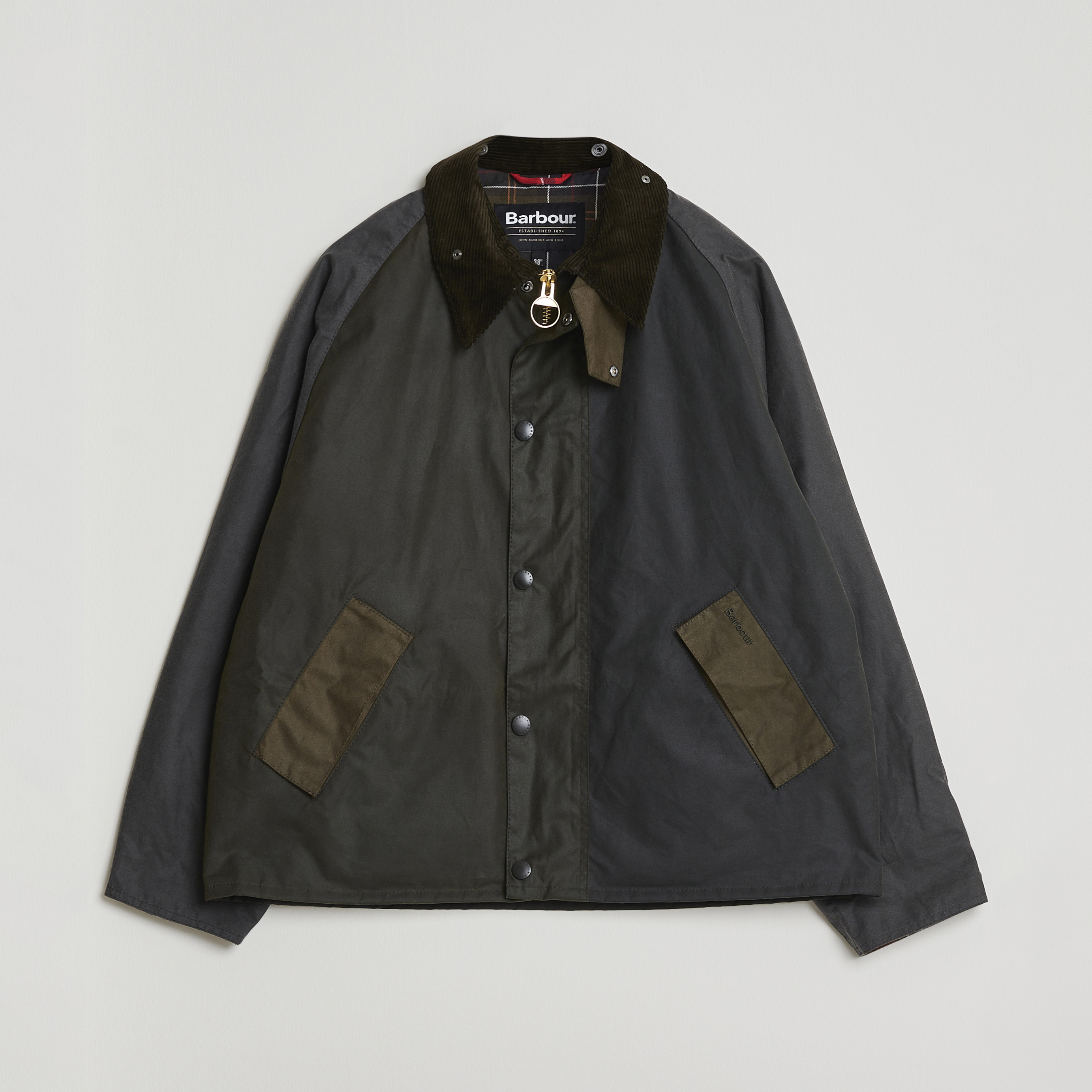 Barbour Heritage Patchwork Transport Wax Jacket Sage Multi hos CareOfCarl.n