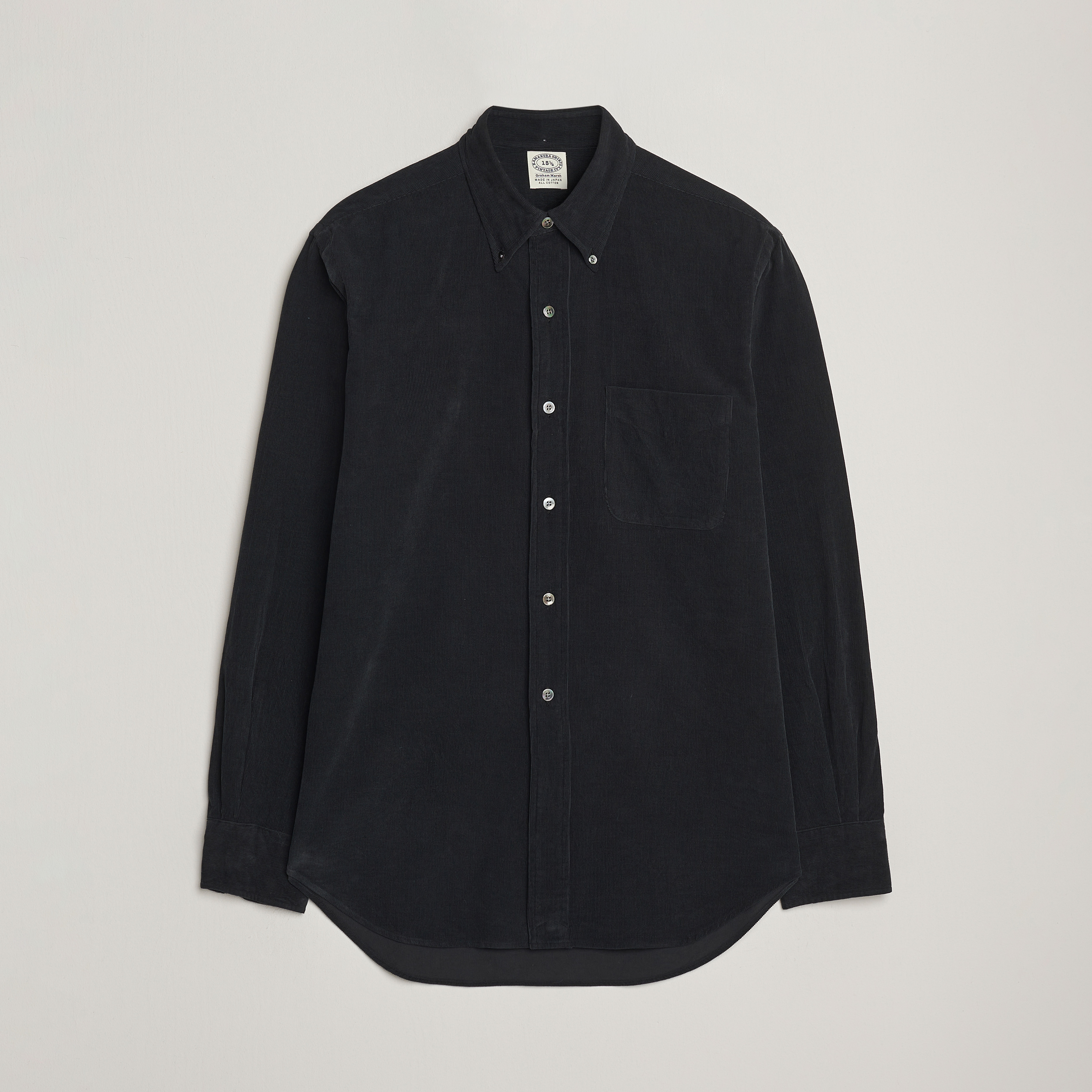 Kamakura Shirts Vintage Ivy Needle Cord Shirt Black hos CareOfCarl.no