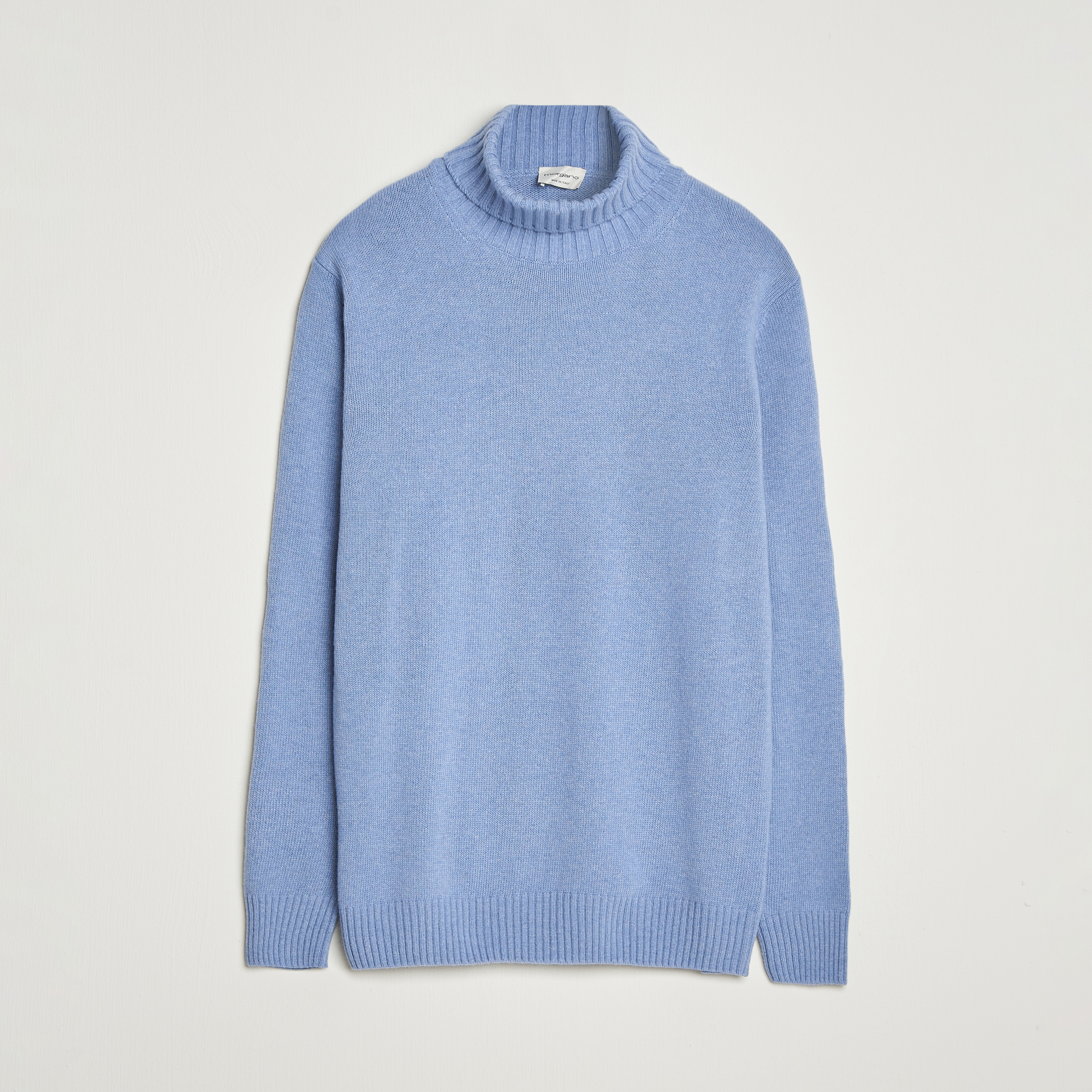 Morgano Wool/Cashmere Heavy Knit Rollneck Light Blue hos CareOfCarl.no