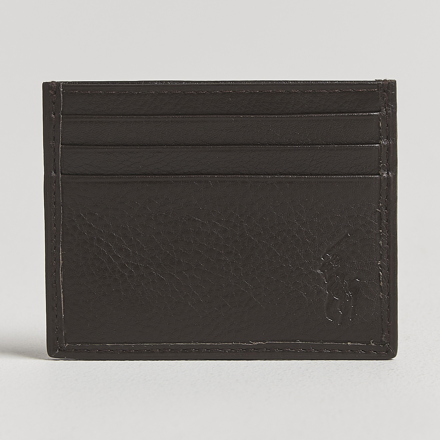 Polo Ralph Lauren Pebbled Leather Credit Card Holder Brown hos CareOfCarl.n