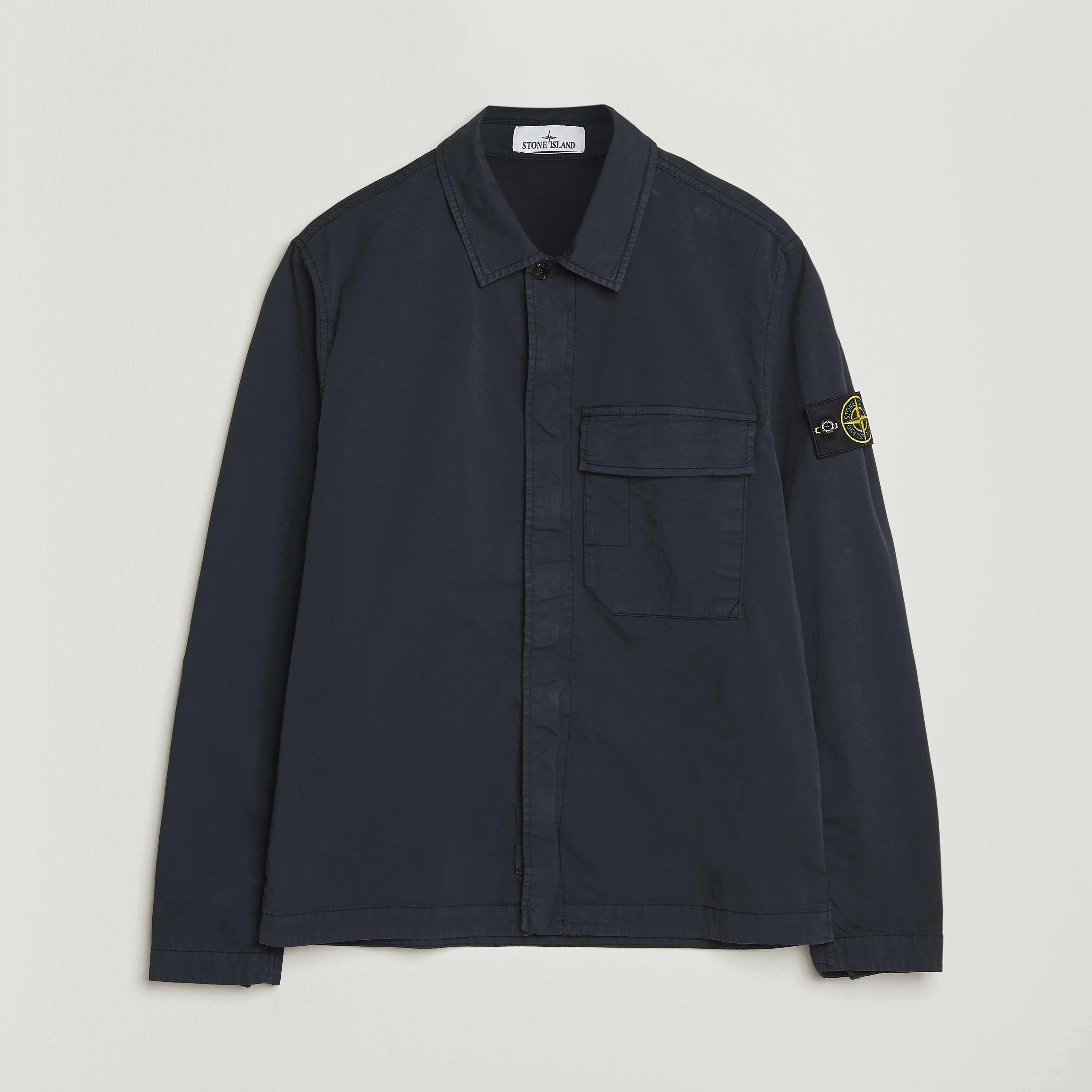 Stone Island Organic Cotton Twill Overshirt Navy hos CareOfCarl.no