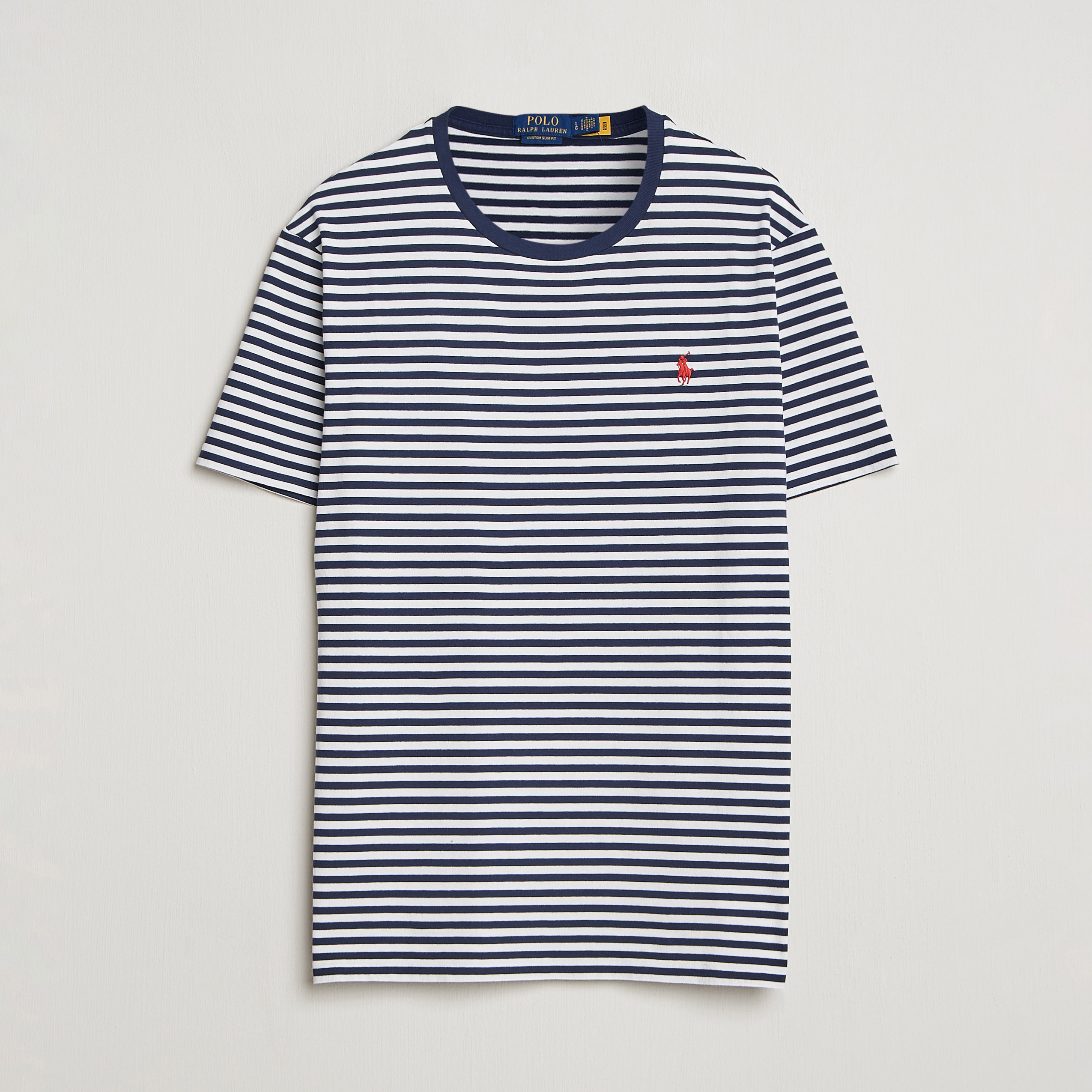 Polo Ralph Lauren Crew Neck Striped T-Shirt Newport Navy/White hos CareOfCa