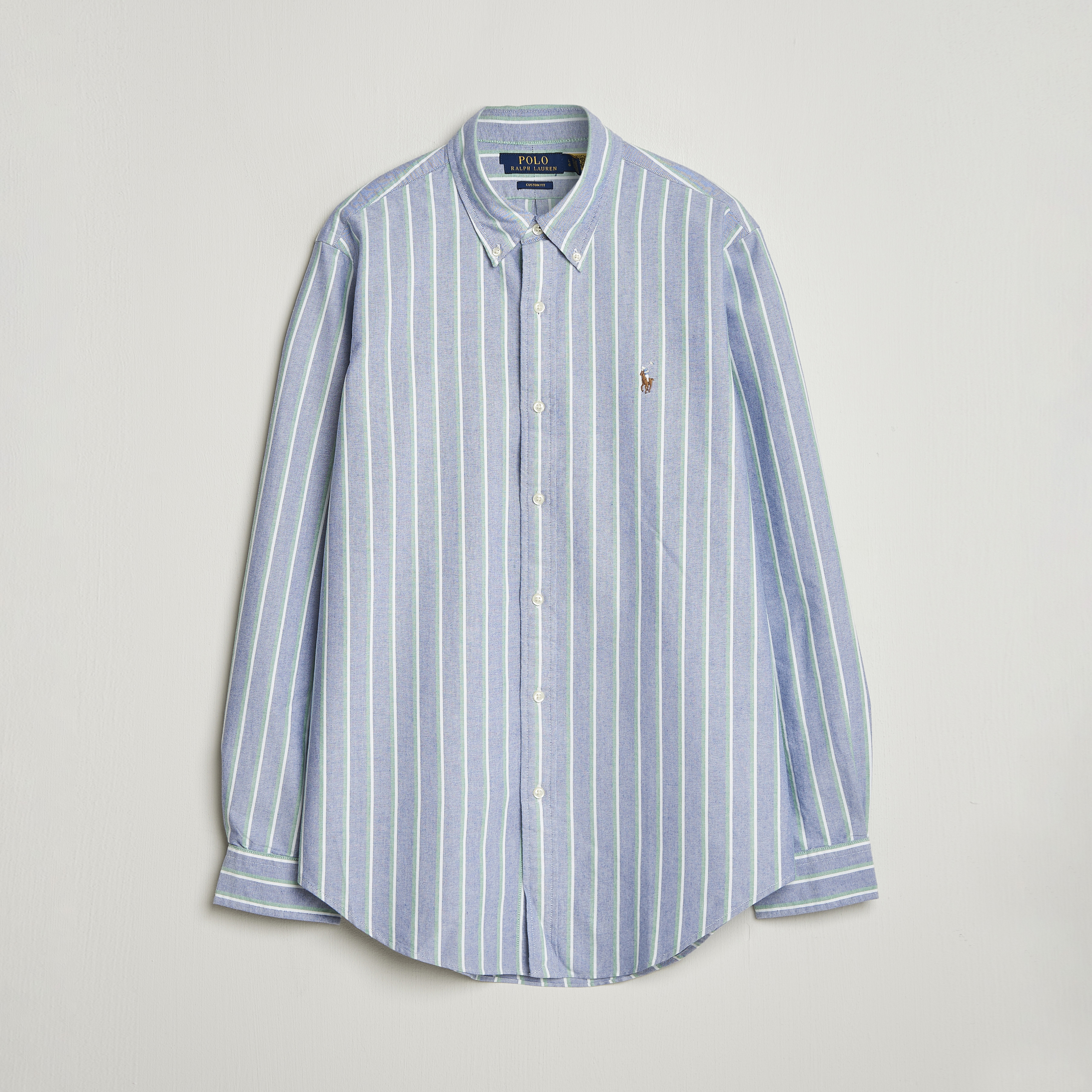 Polo Ralph Lauren Custom Fit Striped Oxford Shirt Navy/Green/Multi hos Care