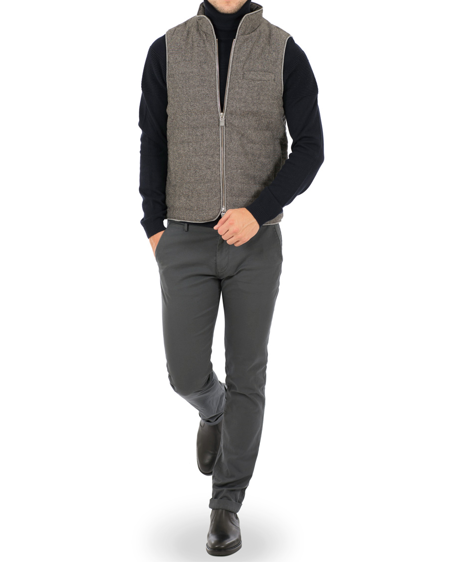 Stenströms Quilted Wool Donegal Vest Salt & Pepper hos CareOfCarl.no