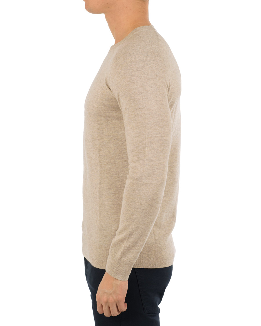 Filippa K Cotton/Merino Crew Neck Sweater Light Beige Melange hos