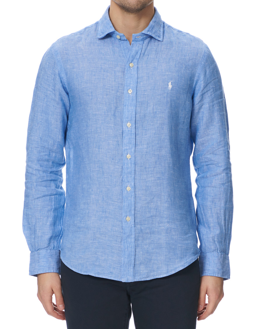 Polo Ralph Lauren Slim Fit Chambray Linen Shirt Light Blue Hos Careofcarl N