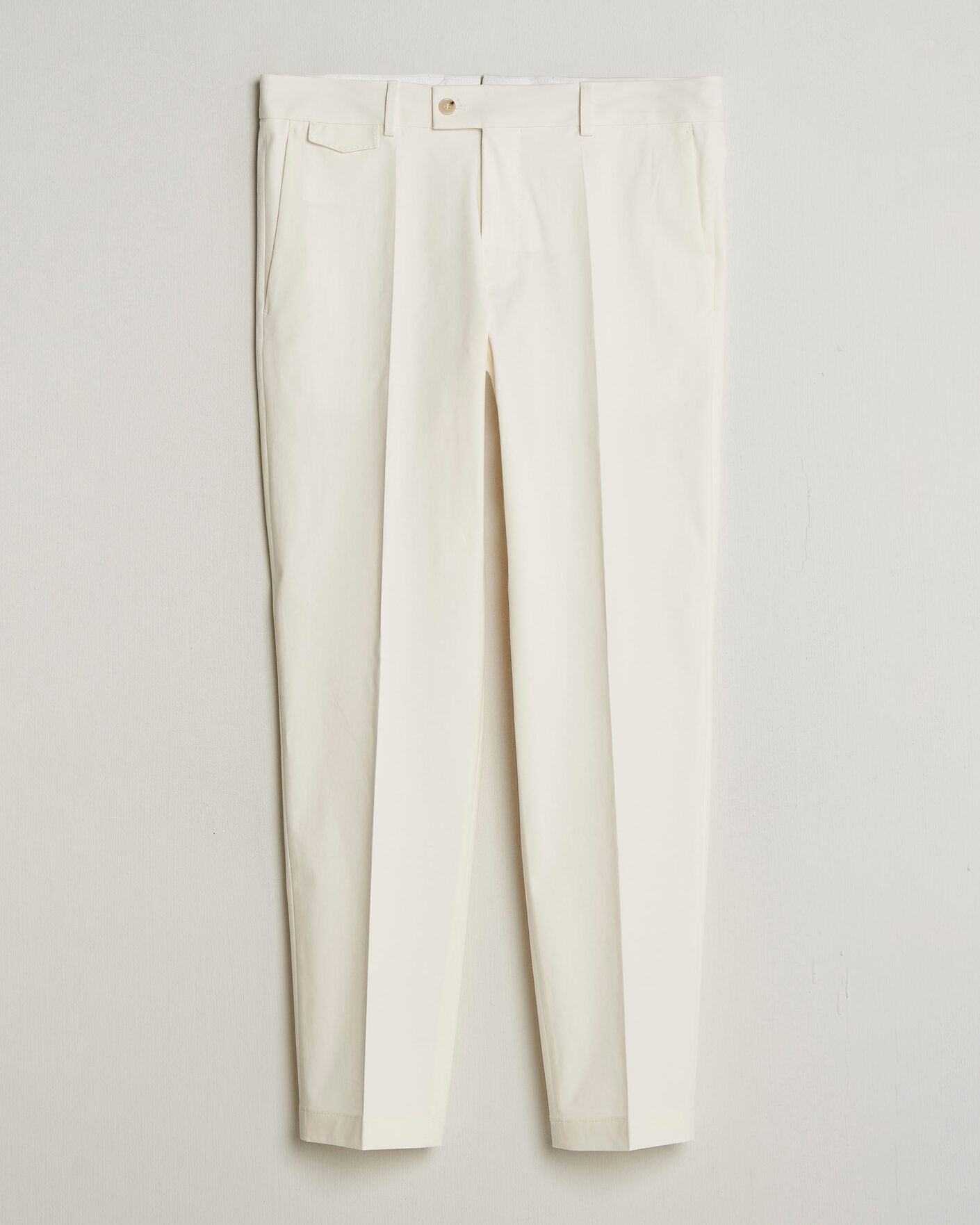 BOSS CAMEL Peet Cotton Pleated Trousers Open White hos CareOfCarl.no